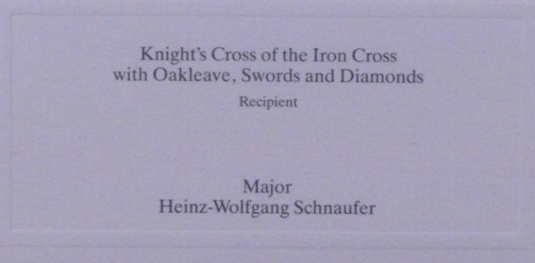 Major Heinz Wolfgang Schnaufer - Historical Collectables and Memorabilia